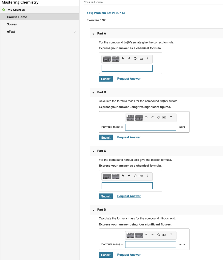Solved Mastering Chemistry Course Home My Courses (16) | Chegg.com