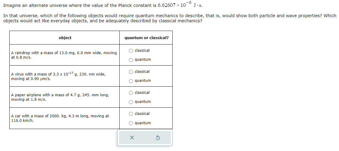 Solved Imagine an alternate universe where the value of the | Chegg.com