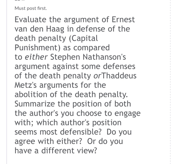 Must post first Evaluate the argument of Ernest van | Chegg.com