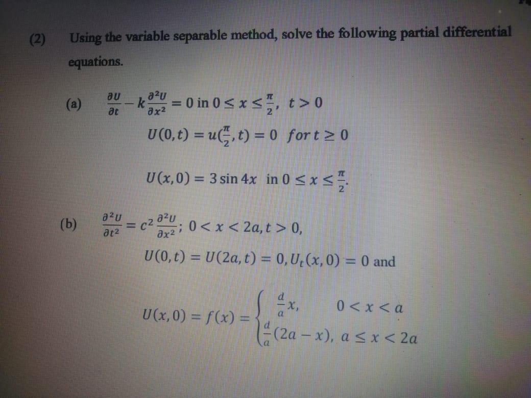 2 Using The Variable Separable Method Solve The 