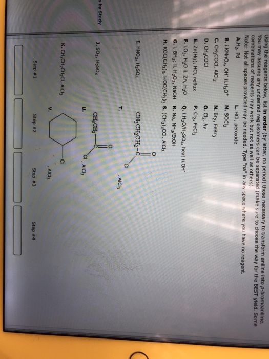 Solved Using the reagents below, list in order (by letter, | Chegg.com