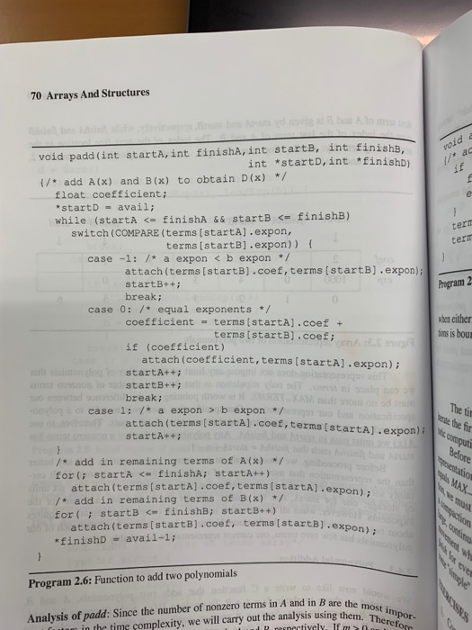 Solved The polynomial addition C function of Program 2.6 | Chegg.com