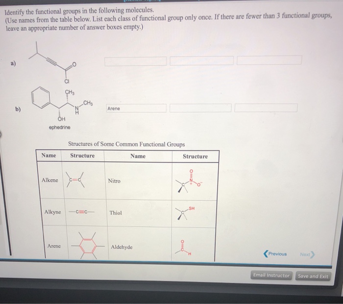 Solved Identify the functional groups in the tollowing | Chegg.com