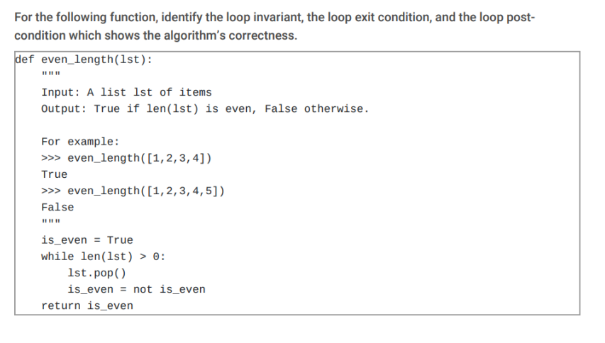 Solved For the following function, identify the loop | Chegg.com