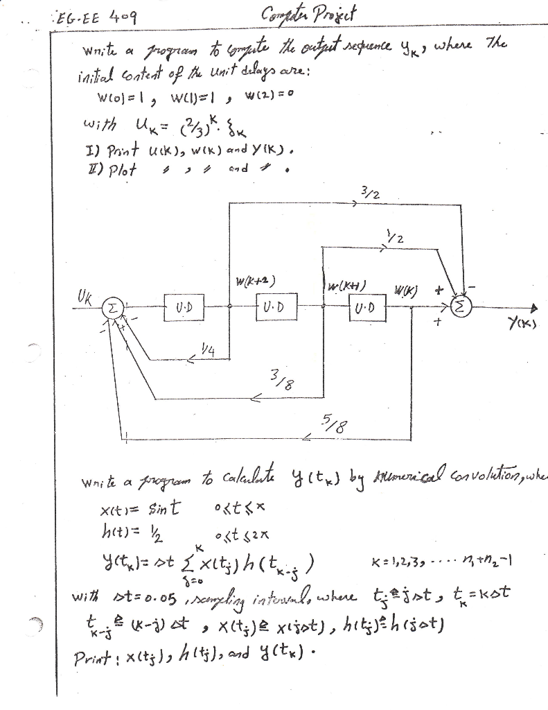 the EG.EE 409 Computer Project Write a program to | Chegg.com