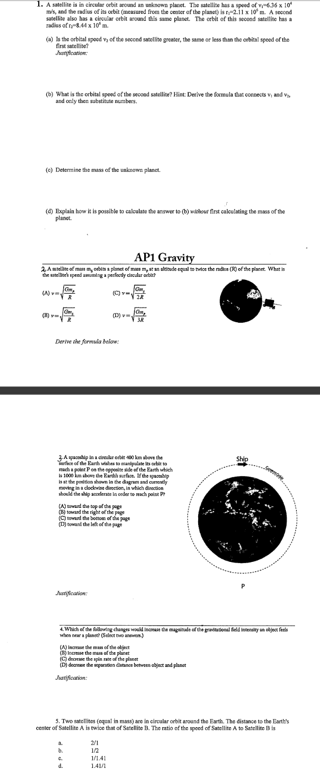 Solved A satellite is in circular orbit around an unknown | Chegg.com