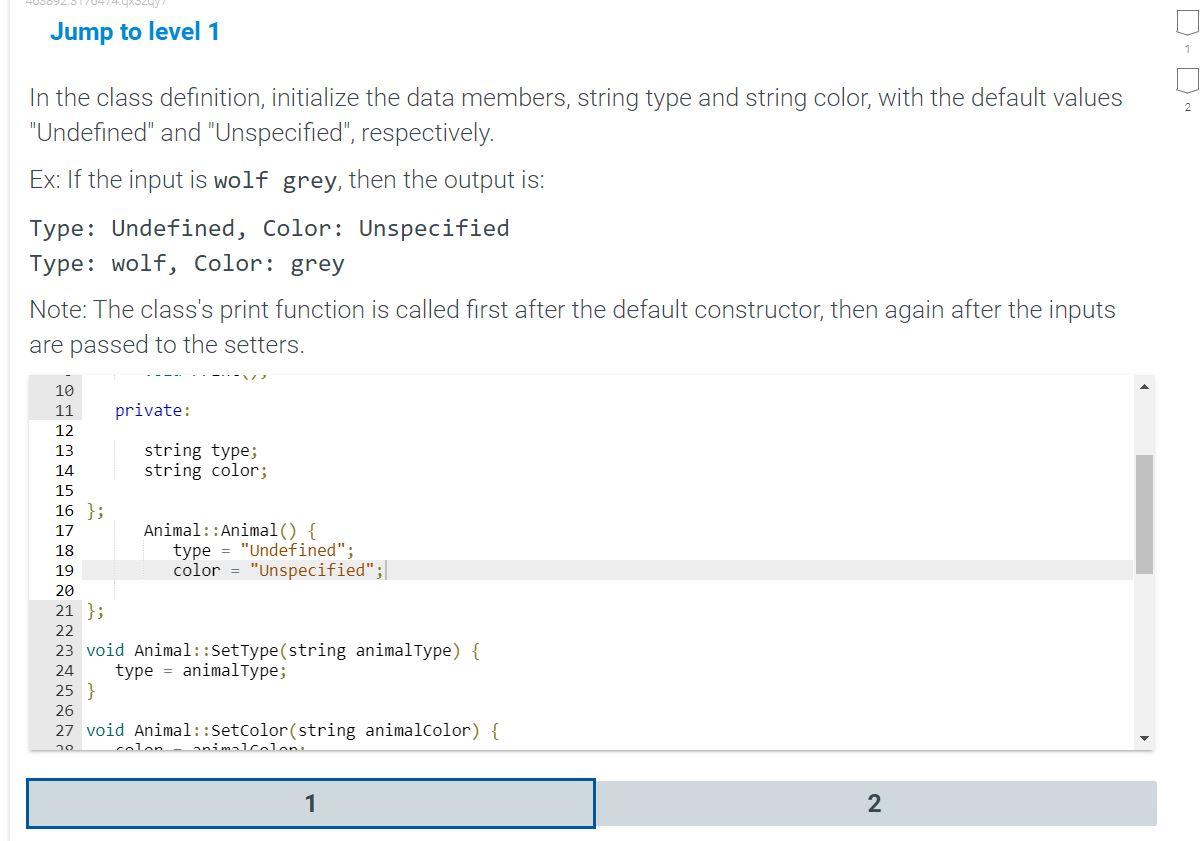 Solved C++ In the class definition, initialize the data | Chegg.com