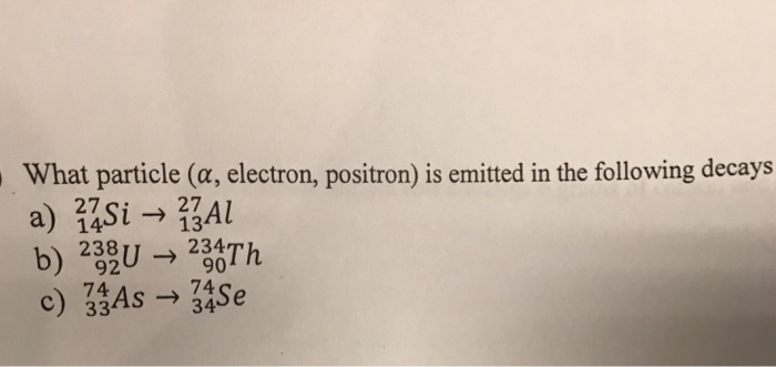 Solved What particle (alpha, electron, positron) is emitted | Chegg.com