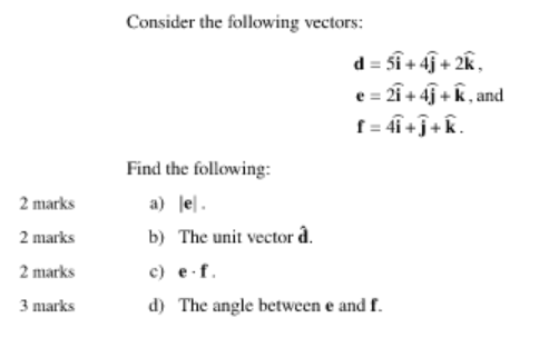 Solved Consider the following vectors: | Chegg.com