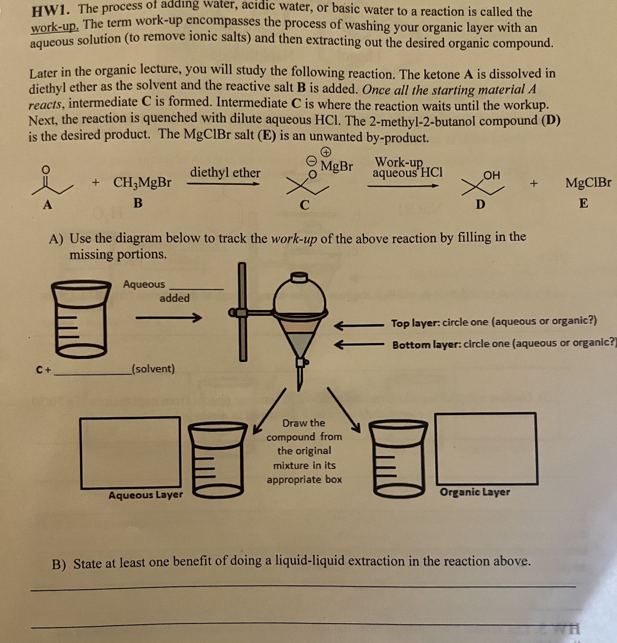 Solved HW1. The process of adding water, acidic water, or | Chegg.com