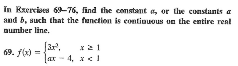 Solved In Exercises 69-76, ﻿find the constant a, ﻿or the | Chegg.com