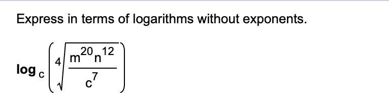 Solved Express in terms of logarithms without | Chegg.com