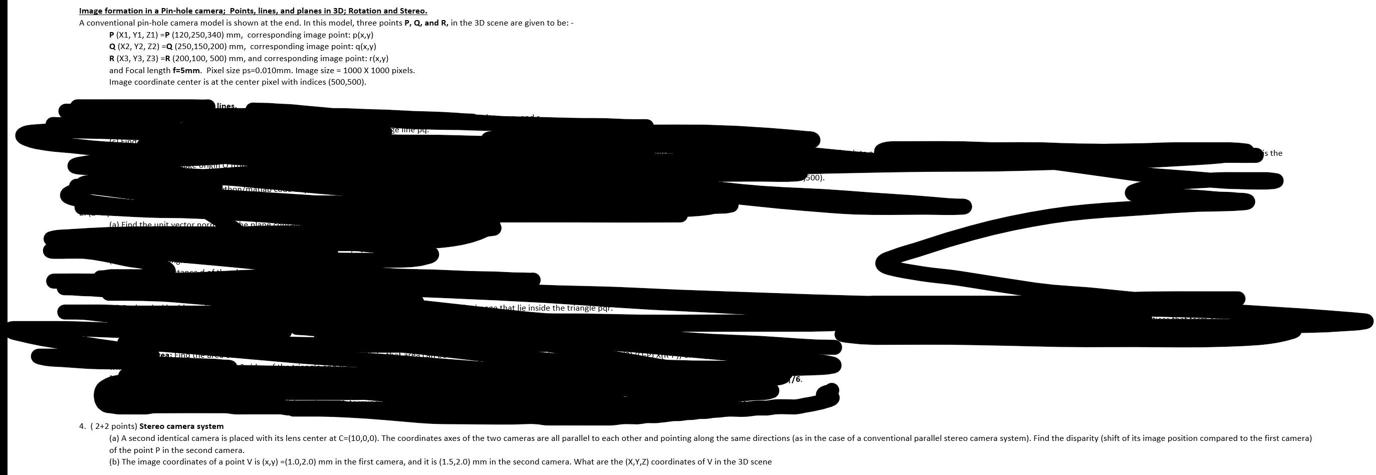 Solved Image formation in a Pin-hole camera; Points, lines, | Chegg.com