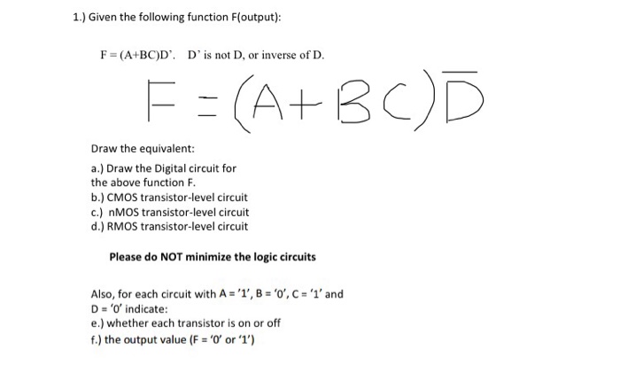 Solved Given the following function F(output): F = | Chegg.com