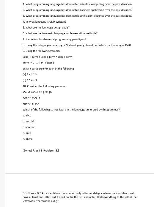 Solved 1. What programming language has dominated scientific | Chegg.com