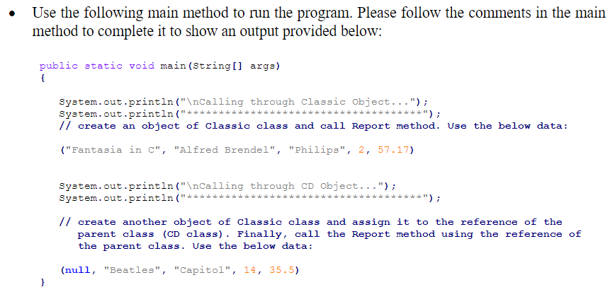 Solved Write a Java program that creates a class with the | Chegg.com