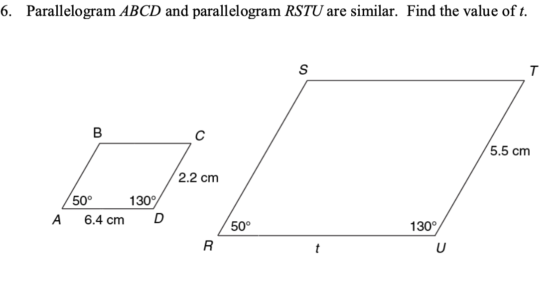 Solved Parallelogram ABCD and parallelogram RSTU are | Chegg.com