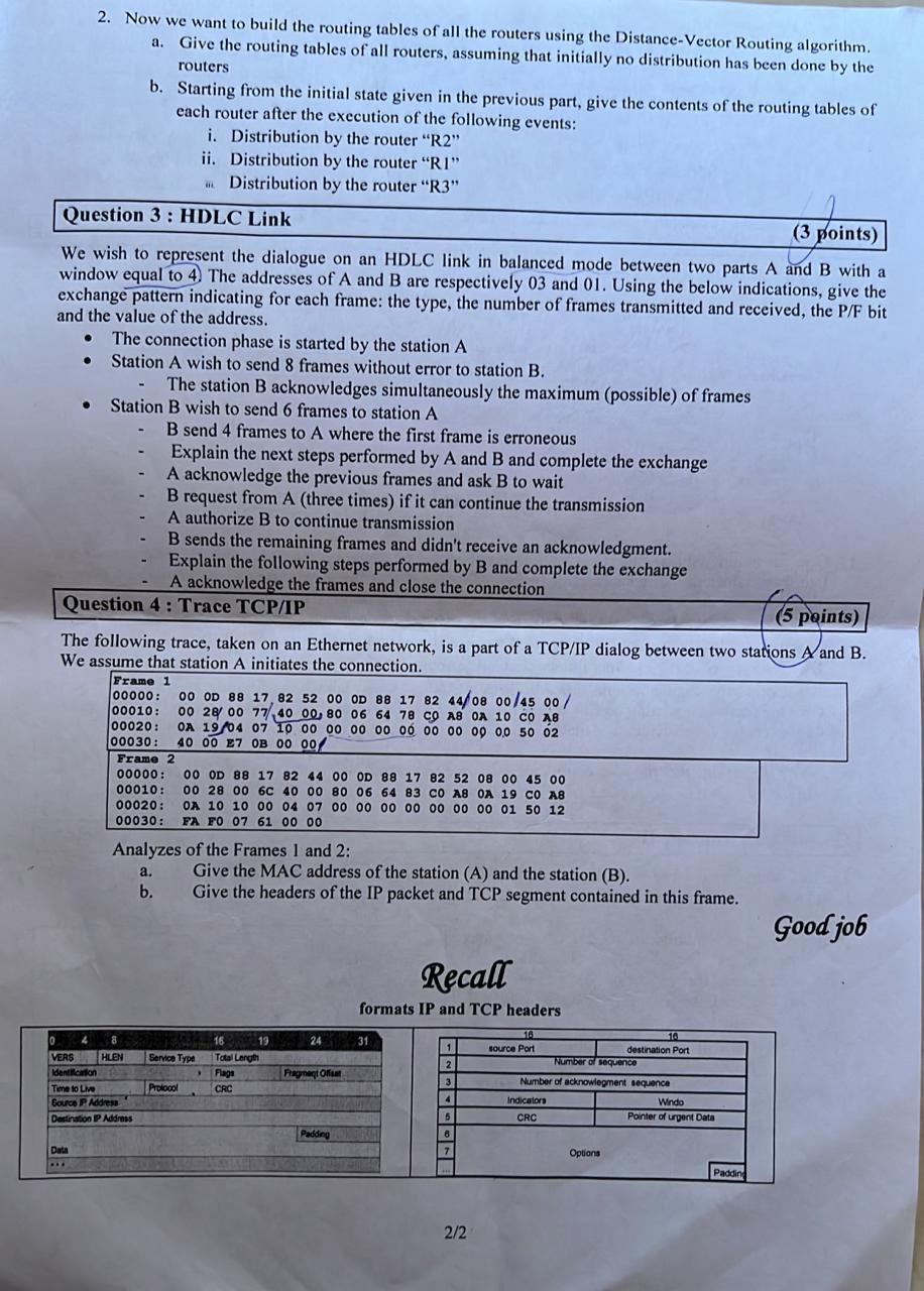 Solved 2. Now we want to build the routing tables of all the | Chegg.com