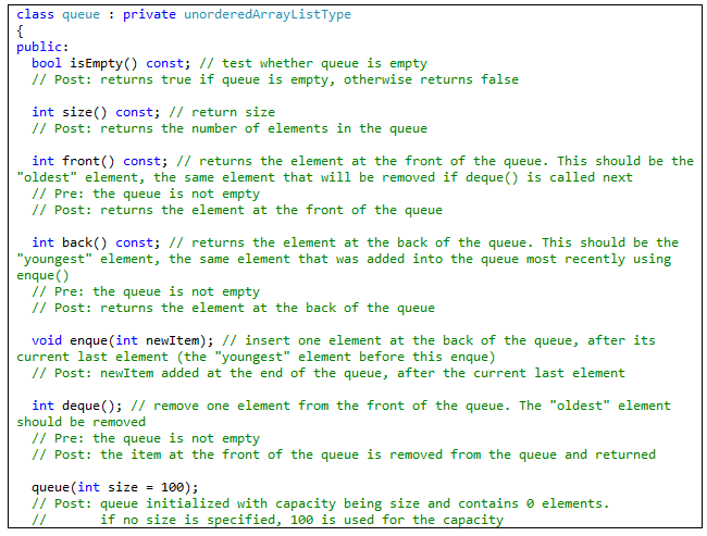 C++ Inheritance and Polymorphism Create a queue class | Chegg.com