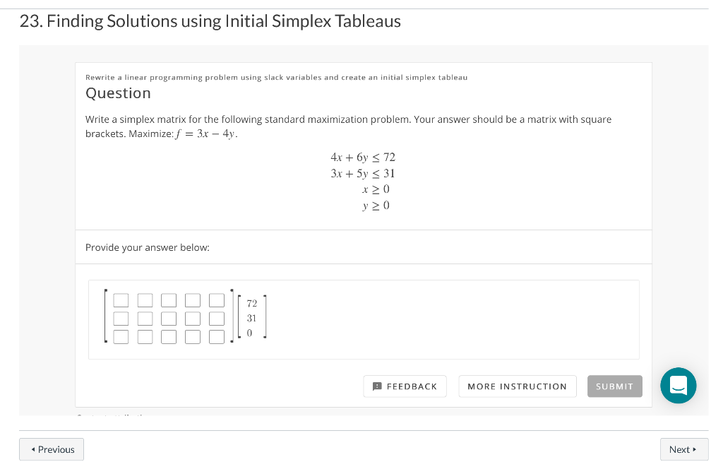 Solved 23. Finding Solutions using Initial Simplex Tableaus | Chegg.com