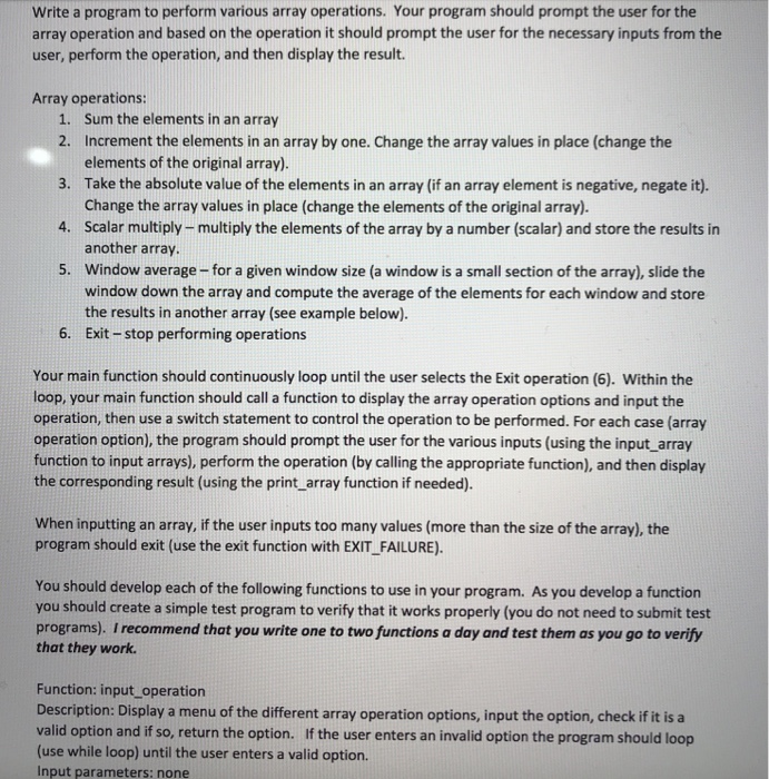 Solved Write a program to perform various array operations. | Chegg.com