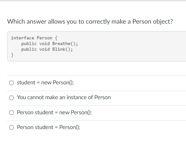 Solved Which answer allows you to correctly make a Person | Chegg.com