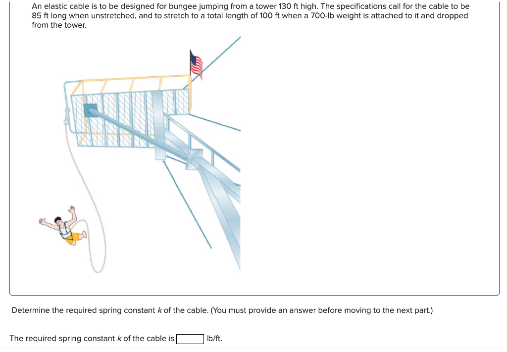 Solved An elastic cable is to be designed for bungee jumping | Chegg.com