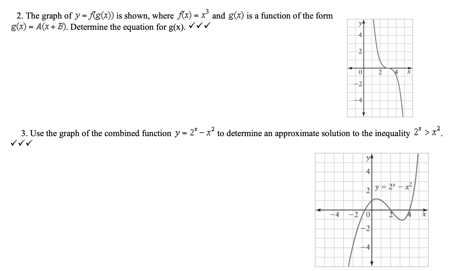 Solved 2. The graph of y=f(g(x)) is shown, where f(x)=x3 and | Chegg.com
