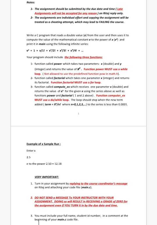 Solved Notes: 1. The assignment should be submitted by the | Chegg.com