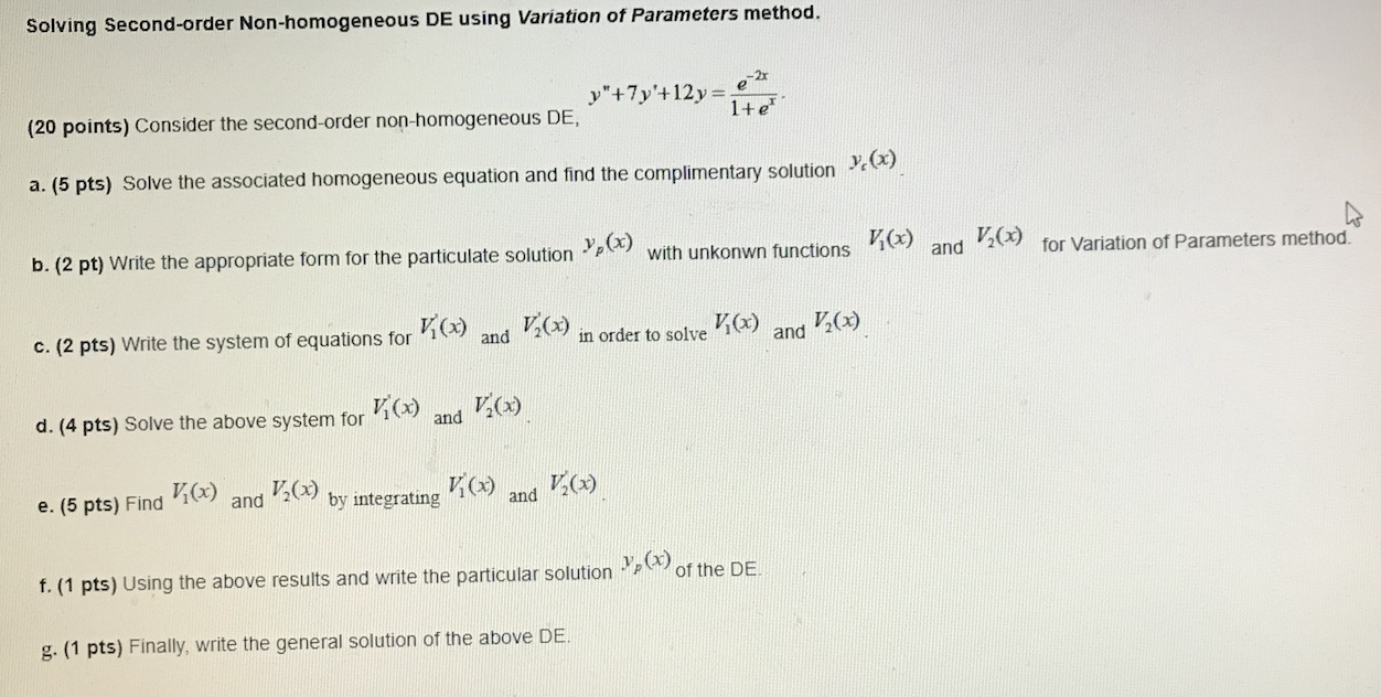 Solved Solving Second-order Non-homogeneous DE using | Chegg.com