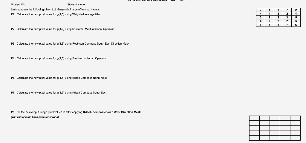 Solved P1: Calculate the new pixel value for g(3,3) using | Chegg.com