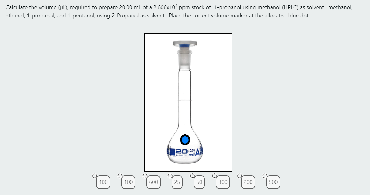 Calculate the volume (ul) from the 1-propanol | Chegg.com