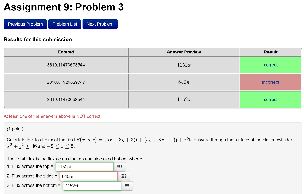 Solved Assignment 9: Problem 3 Previous Problem Problem List | Chegg.com