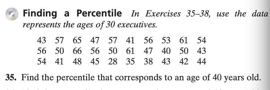 Solved Finding a Percentile In Exercises 35–38, use the data | Chegg.com