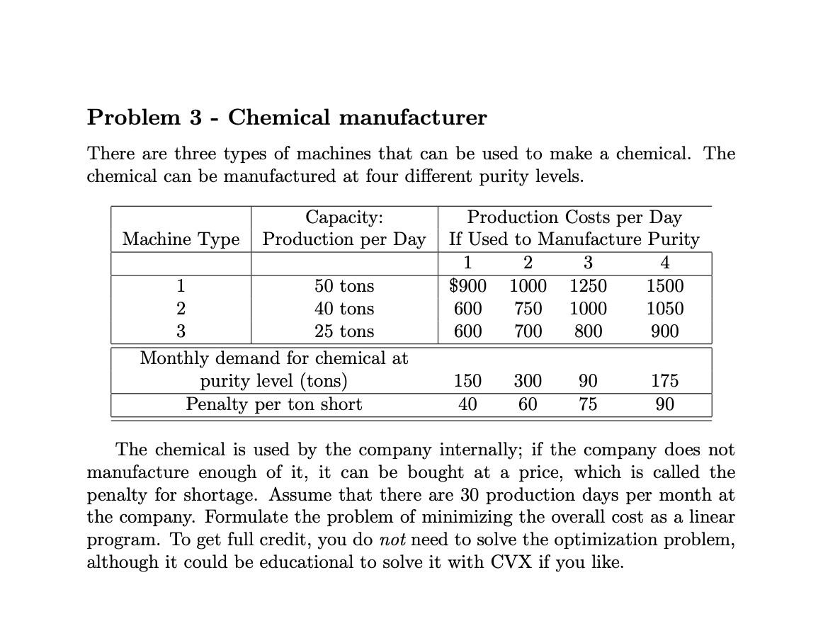 Solved Problem 3 - ﻿Chemical manufacturerThere are three | Chegg.com