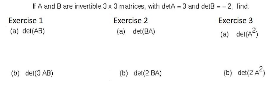 Solved If A and B are invertible 3×3 matrices, with detA=3 | Chegg.com
