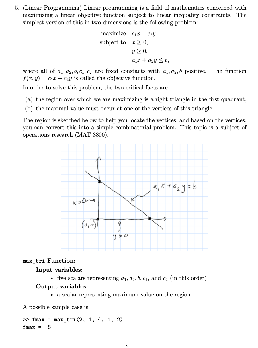 5. (Linear Programming) Linear programming is a field | Chegg.com