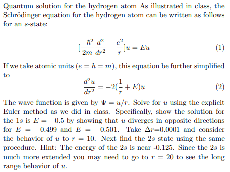 Quantum solution for the hydrogen atom As illustrated | Chegg.com