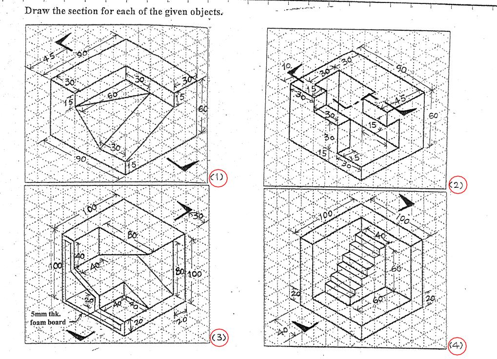 Solved : Draw the section for each of the given objects. ins | Chegg.com