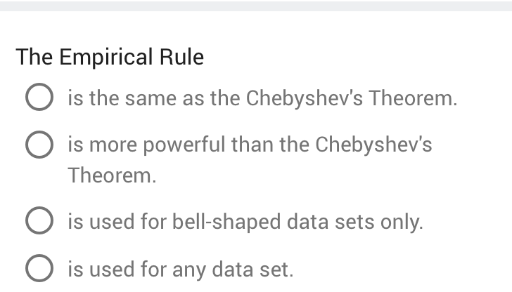 Solved The Empirical Rule is the same as the Chebyshev's | Chegg.com