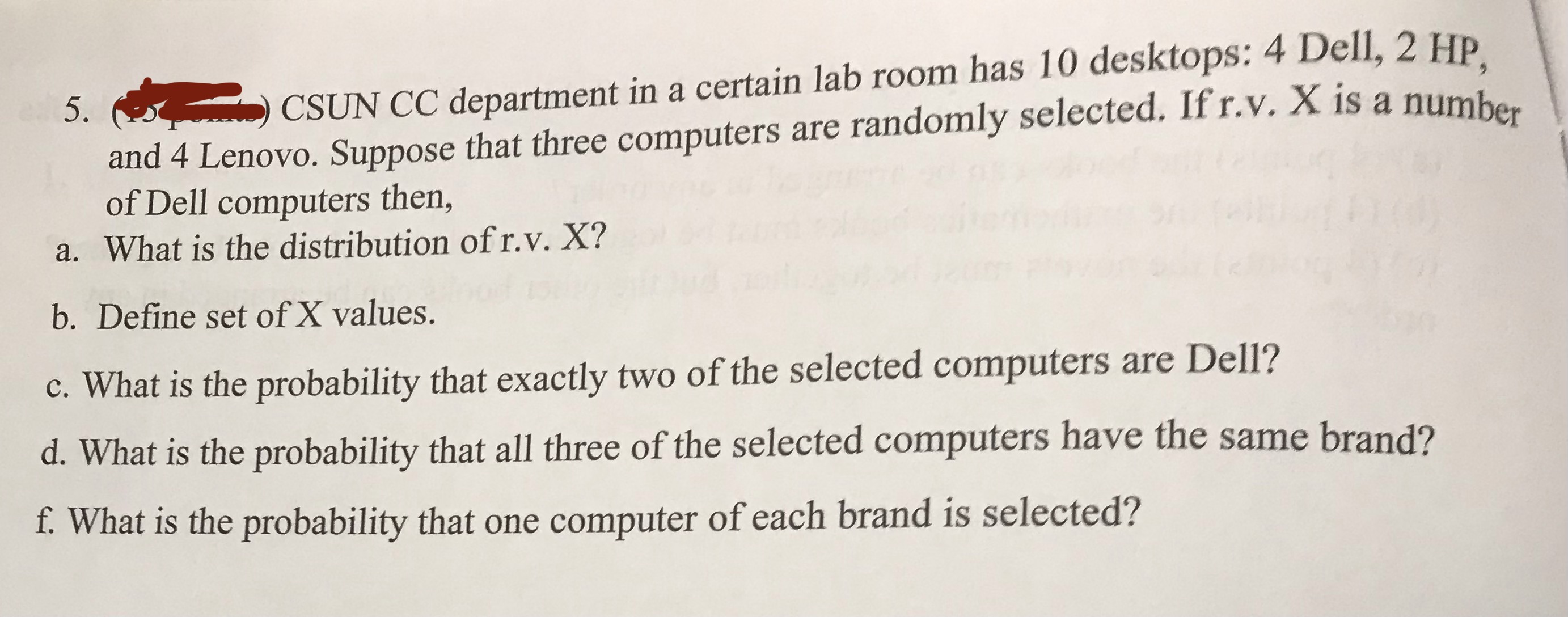 Solved 5. (s) CSUN CC department in a certain lab room has | Chegg.com