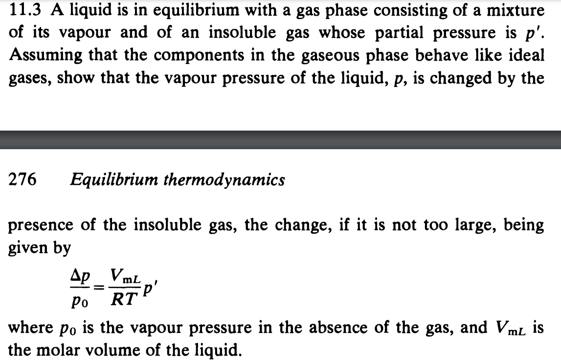 Solved 11.3 ﻿A liquid is in equilibrium with a gas phase | Chegg.com