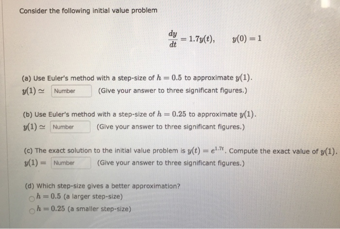 Solved Consider the following initial value problem dy a | Chegg.com