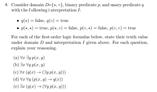 Solved 4 Consider Domain D Binary Predicate P And Unary 5906