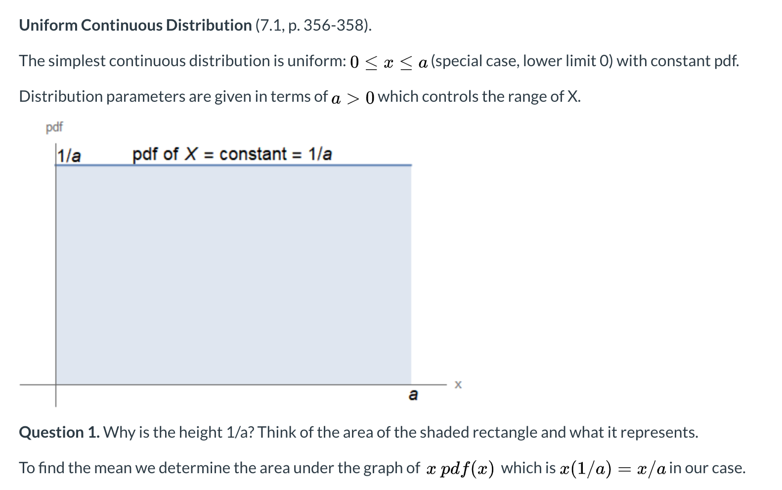 Solved Uniform Continuous Distribution (7.1, p. 356-358). | Chegg.com
