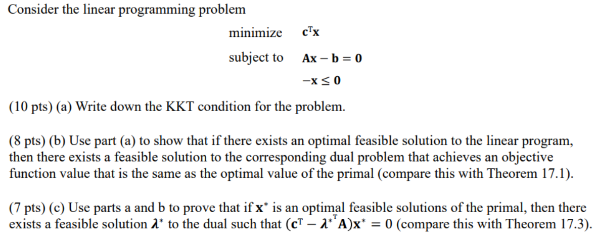 Solved Consider The Linear Programming Problem Minimize Ctx 1498