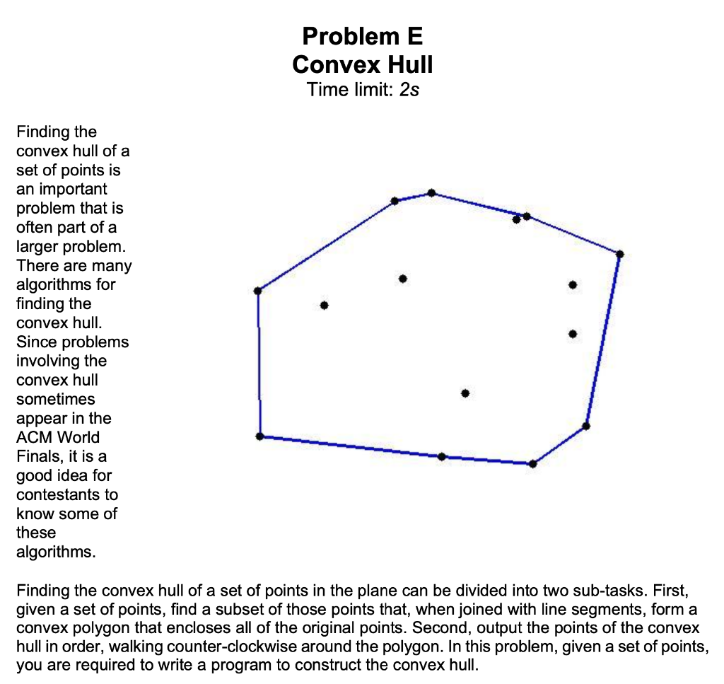 Solved Problem E Convex Hull Time limit: 2s Finding the | Chegg.com