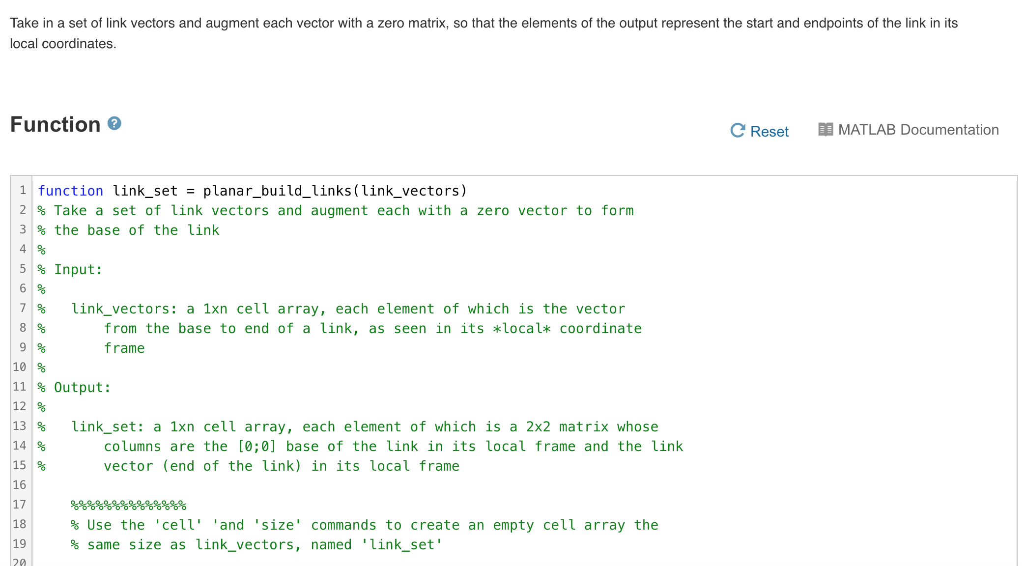 Solved Take in a set of link vectors and augment each vector | Chegg.com