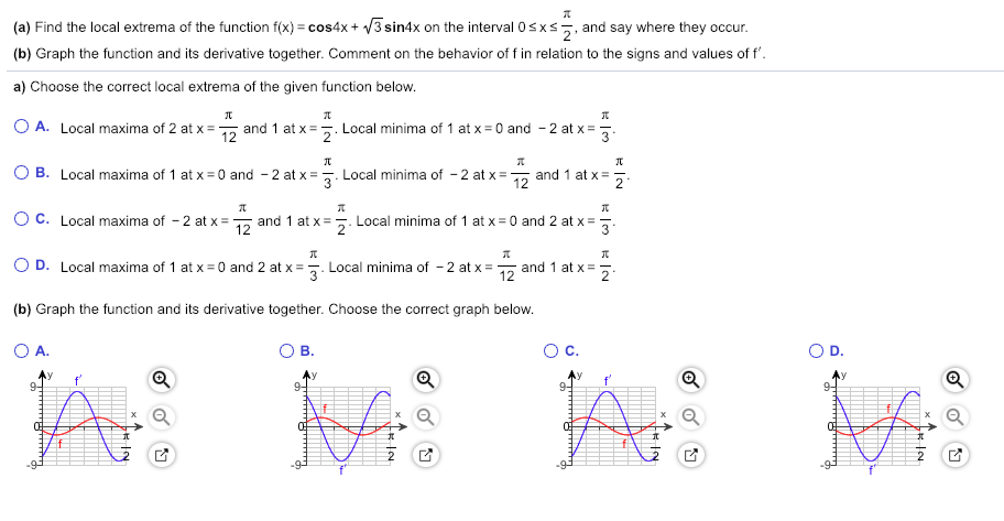 Solved (a) Find the local extrema of the function | Chegg.com