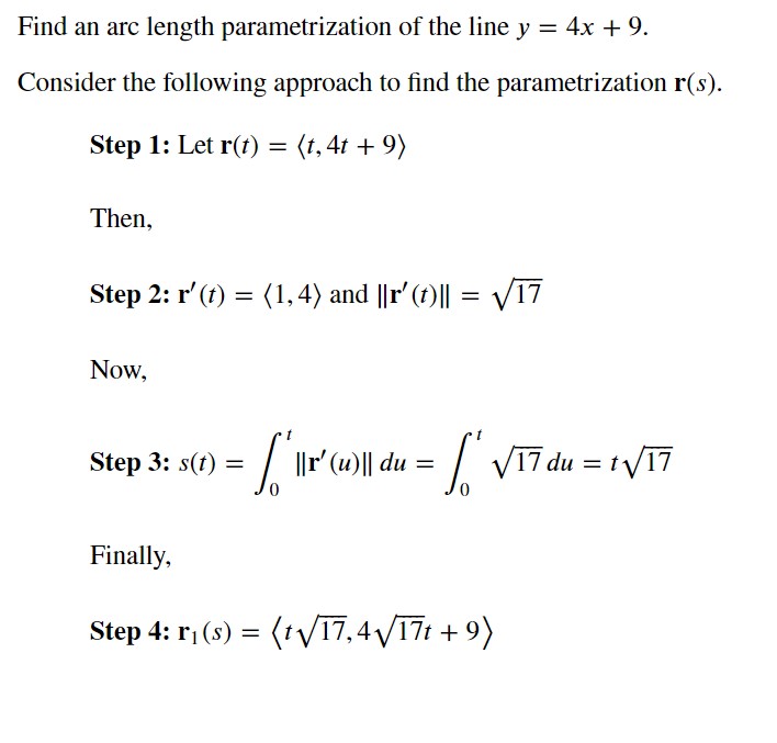 Solved Find an arc length parametrization of the line | Chegg.com